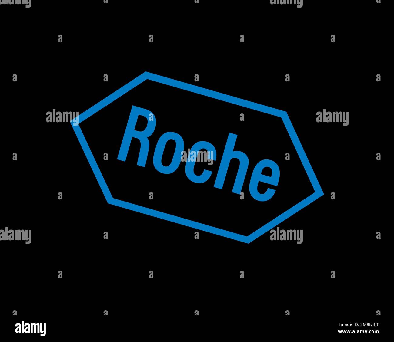 Hoffmann La Roche, rotated logo, black background B Stock Photo - Alamy