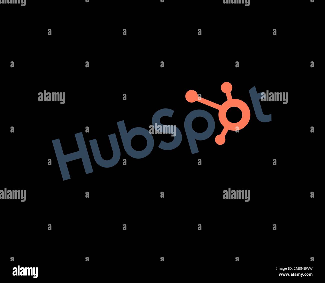 HubSpot, rotated logo, black background Stock Photo - Alamy