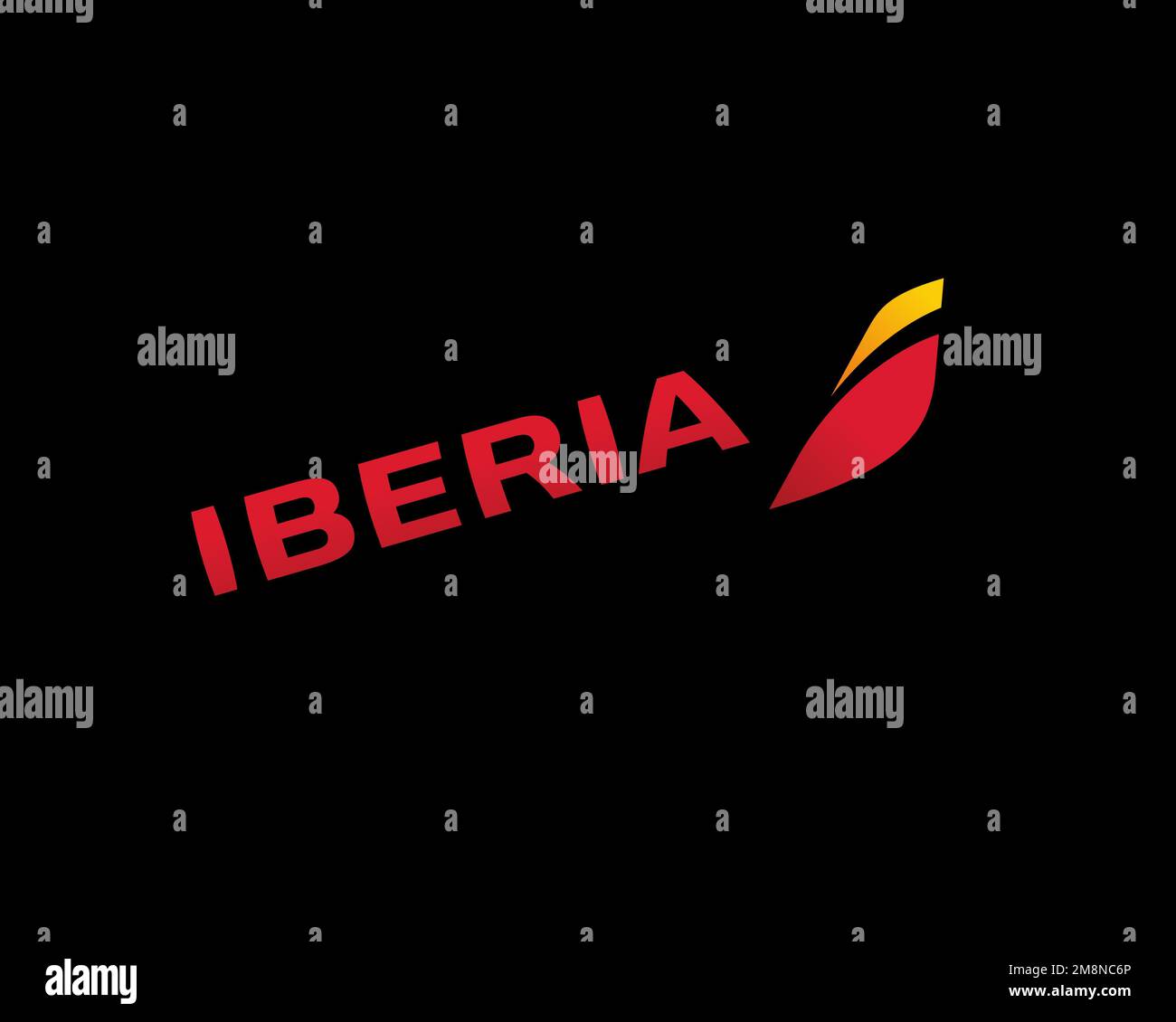 Iberia airline, rotated logo, black background Stock Photo - Alamy
