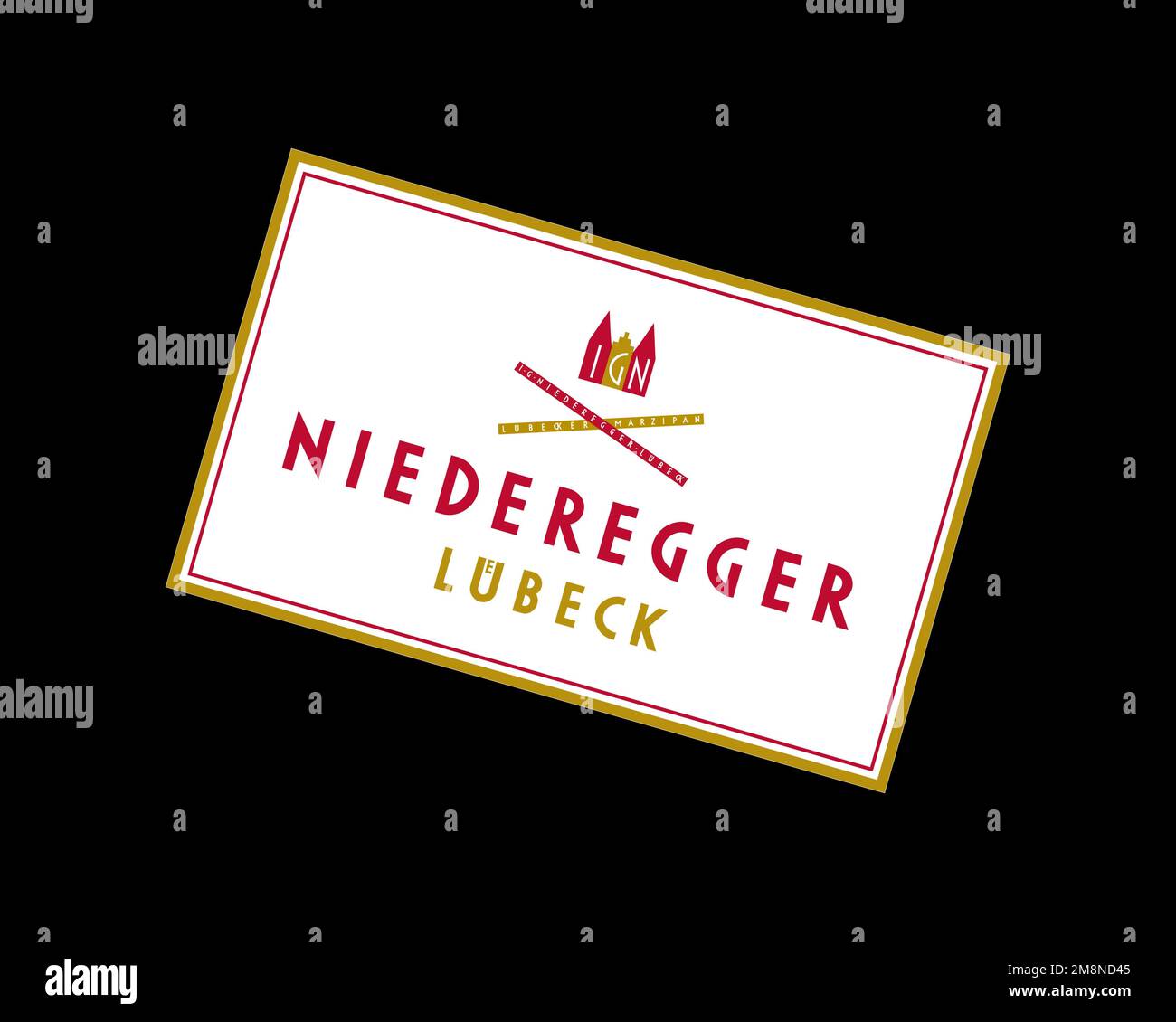 Niederegger, rotated logo, black background B Stock Photo - Alamy