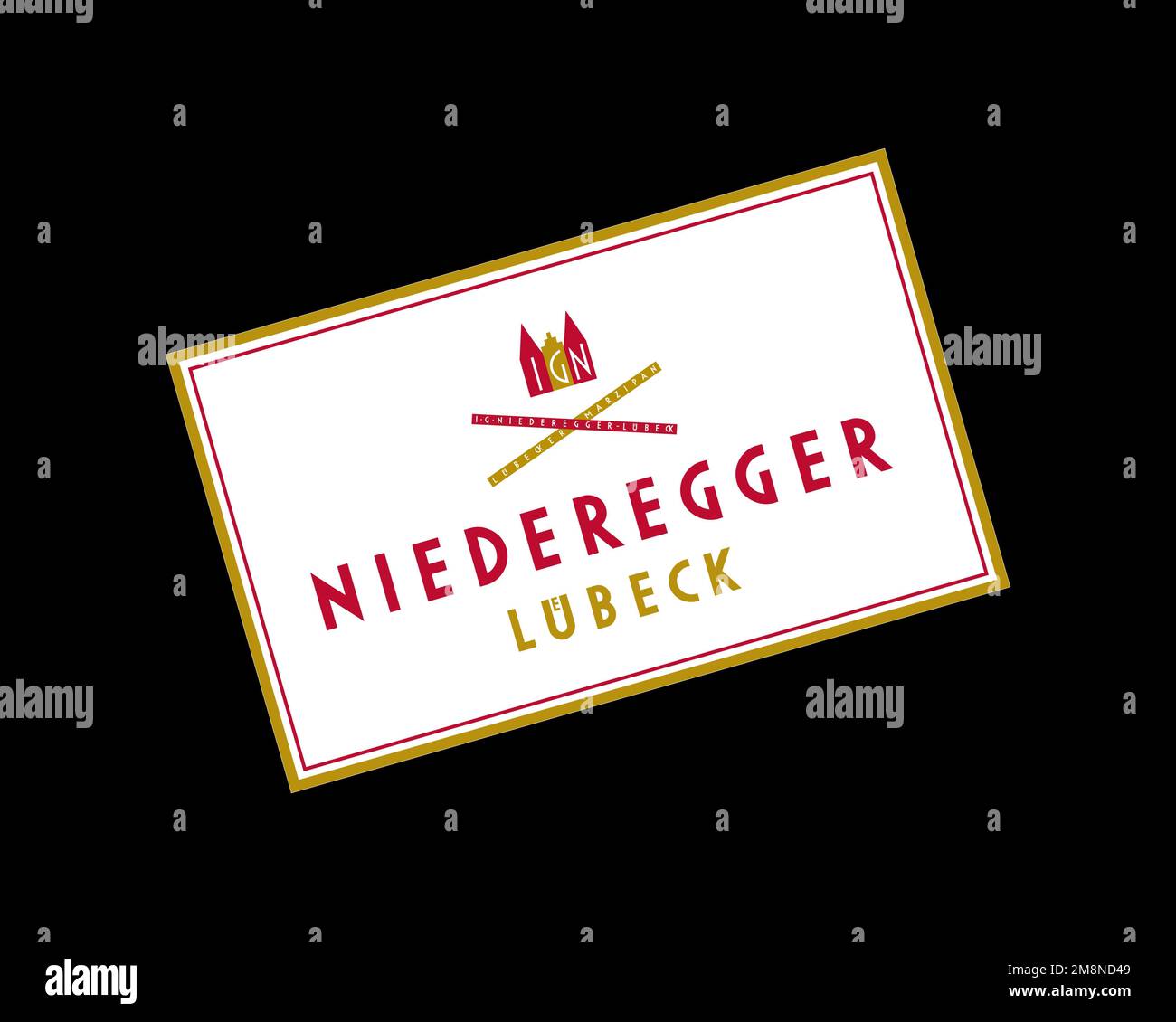 Niederegger, rotated logo, black background Stock Photo - Alamy
