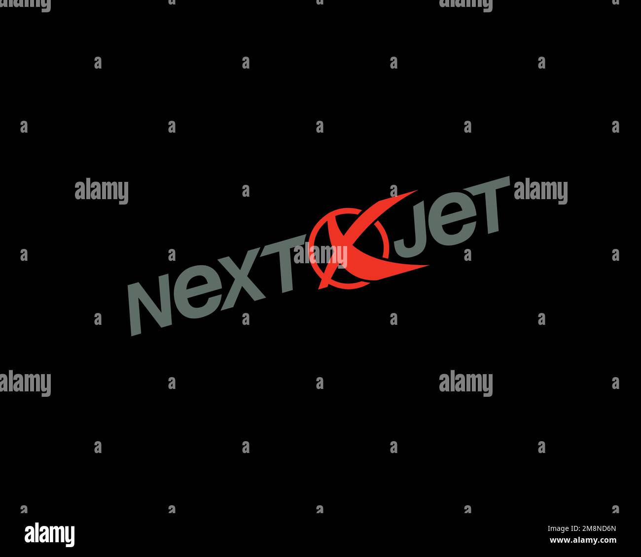 Nextjet, rotated logo, black background Stock Photo - Alamy