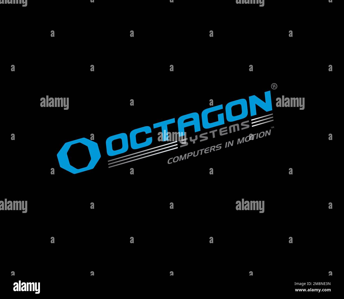 Octagon Systems, rotated logo, black background Stock Photo - Alamy