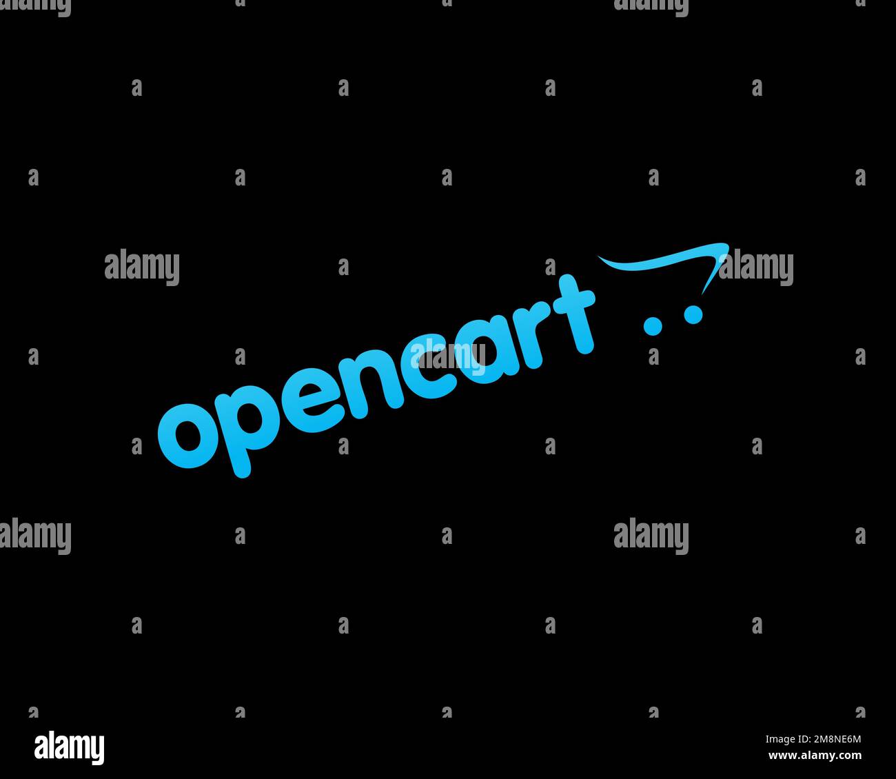 OpenCart, rotated logo, black background Stock Photo - Alamy
