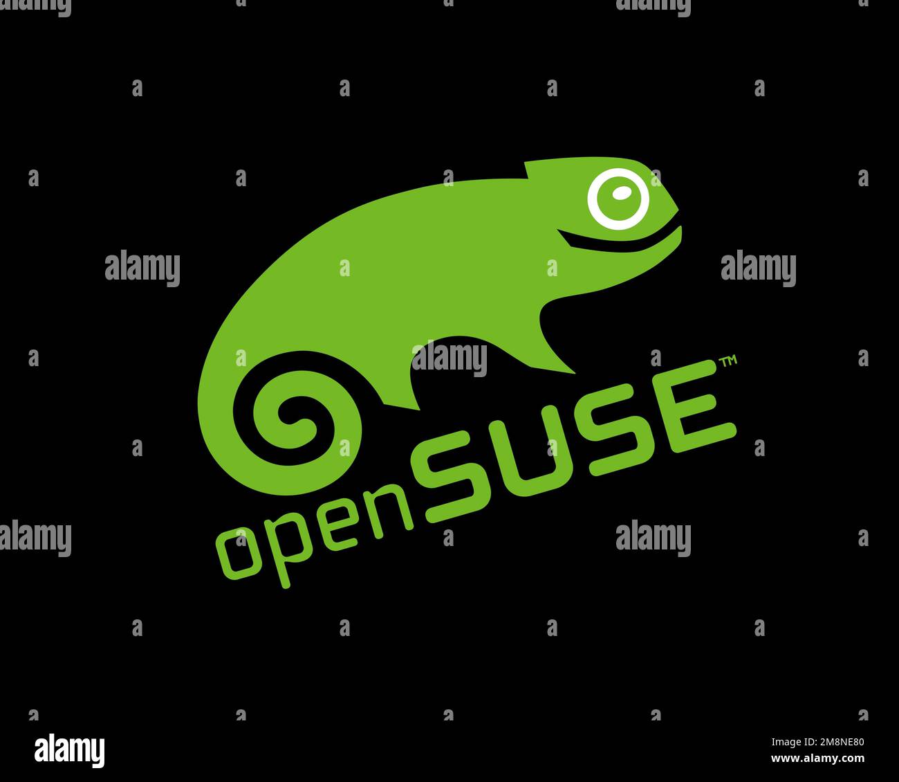 OpenSUSE, rotated logo, black background Stock Photo - Alamy
