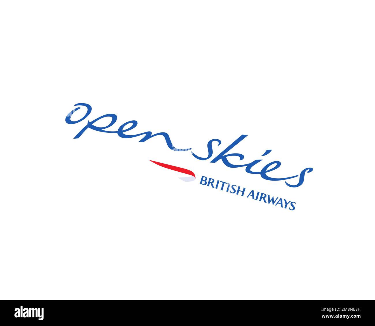 OpenSkies, rotated logo, white background B Stock Photo - Alamy