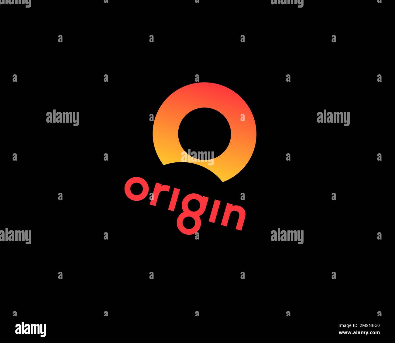 Origin Energy, rotated logo, black background B Stock Photo - Alamy