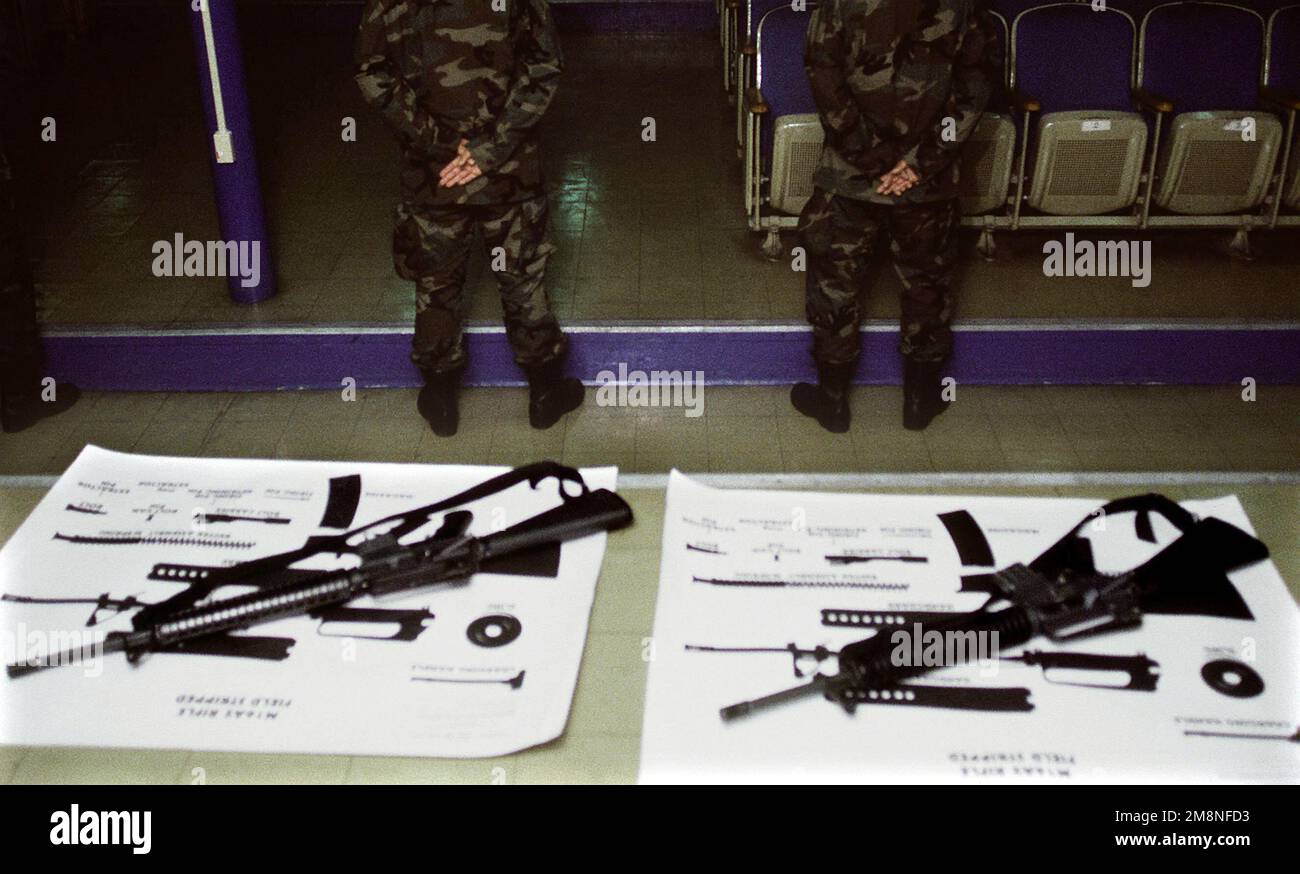 Korean Augmentees to the US Army (KATUSA), stand at parade rest with ...