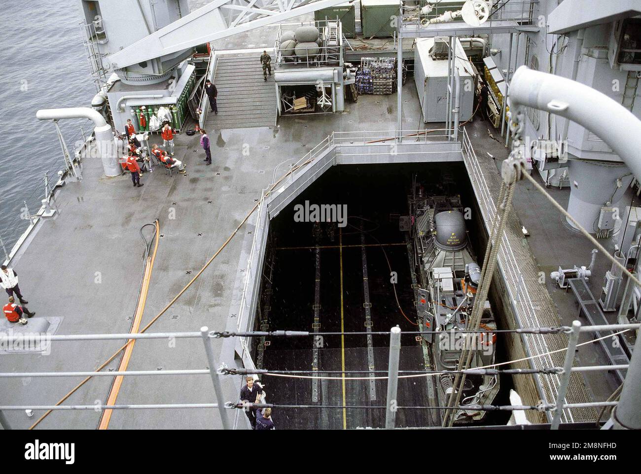 Inside the welldeck of the U.S. Ship USS GERMANTOWN LSD-42 sit Landing ...