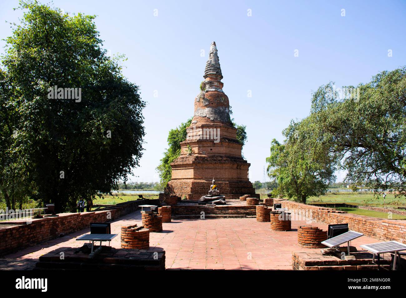 Ancient stupa and ruins chedi prang of Wat Phra Ngam Wat Phra Ngam ...
