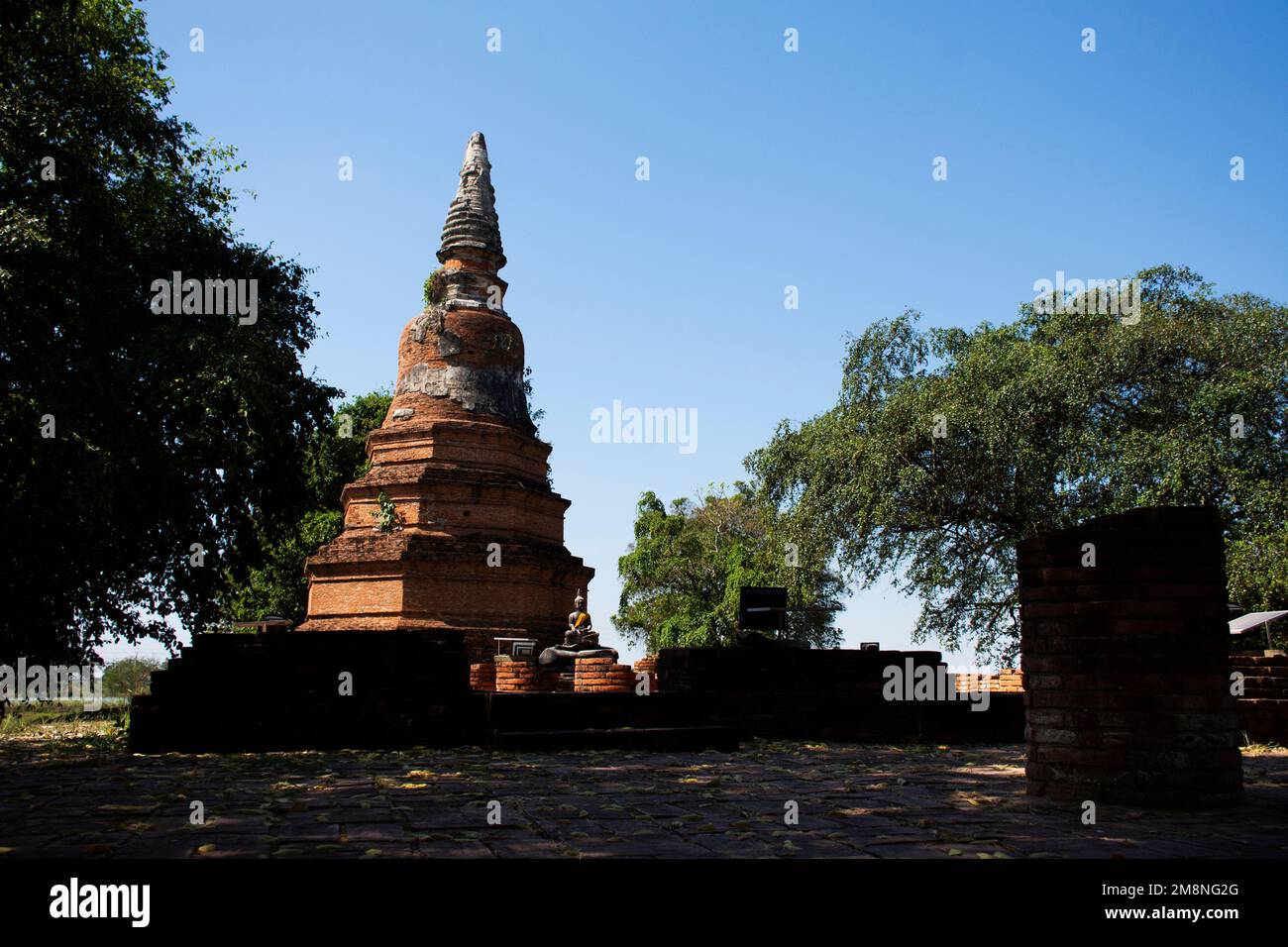 Ancient stupa and ruins chedi prang of Wat Phra Ngam Wat Phra Ngam Khlong Sa Bua temple for thai ...