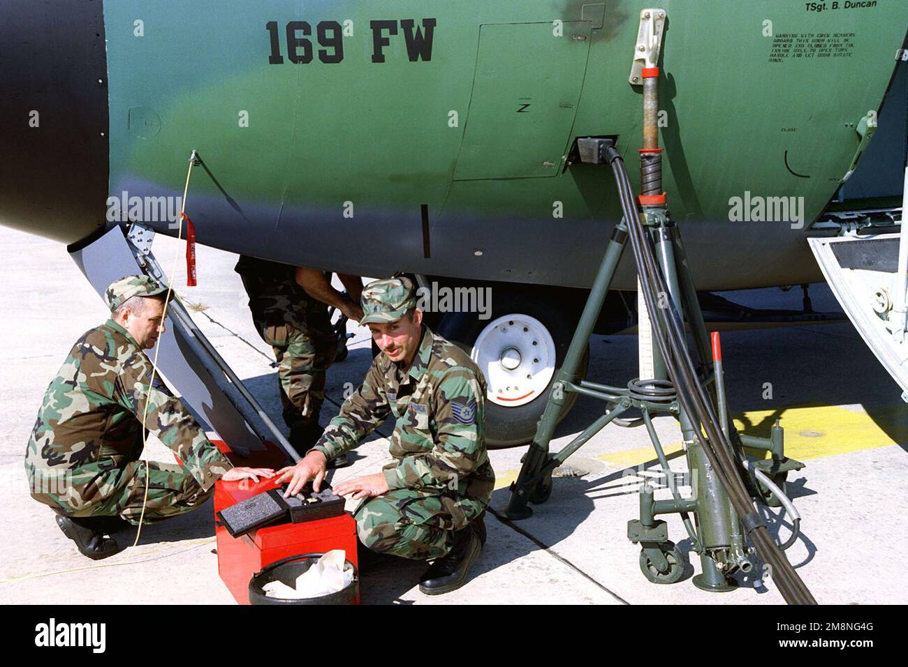 A South Carolina Air National Guard Maintenance Section crew at work on ...
