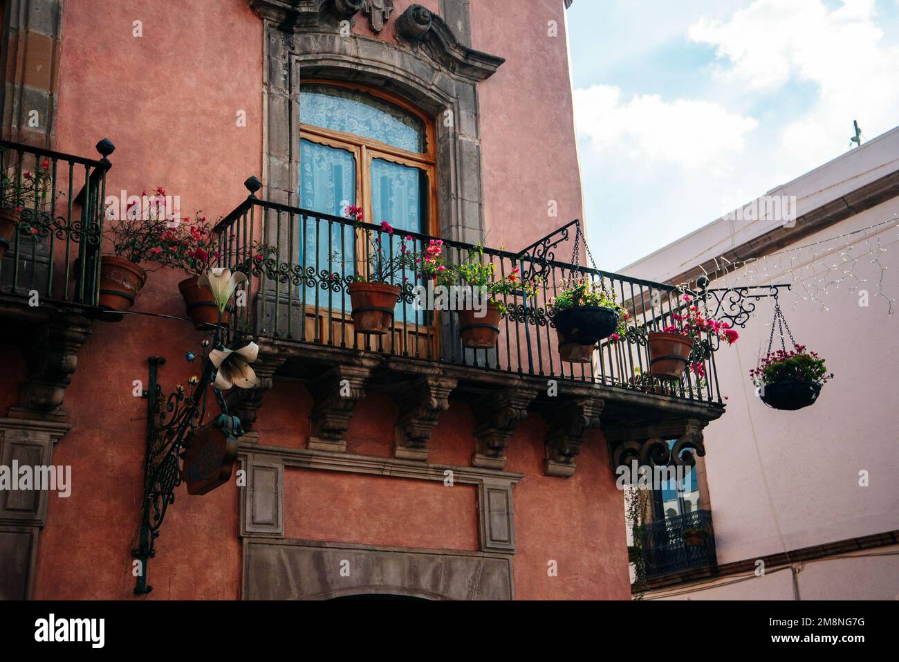 vintage balcony with flowers in rio de janeiro, brazil - sep2022. High ...