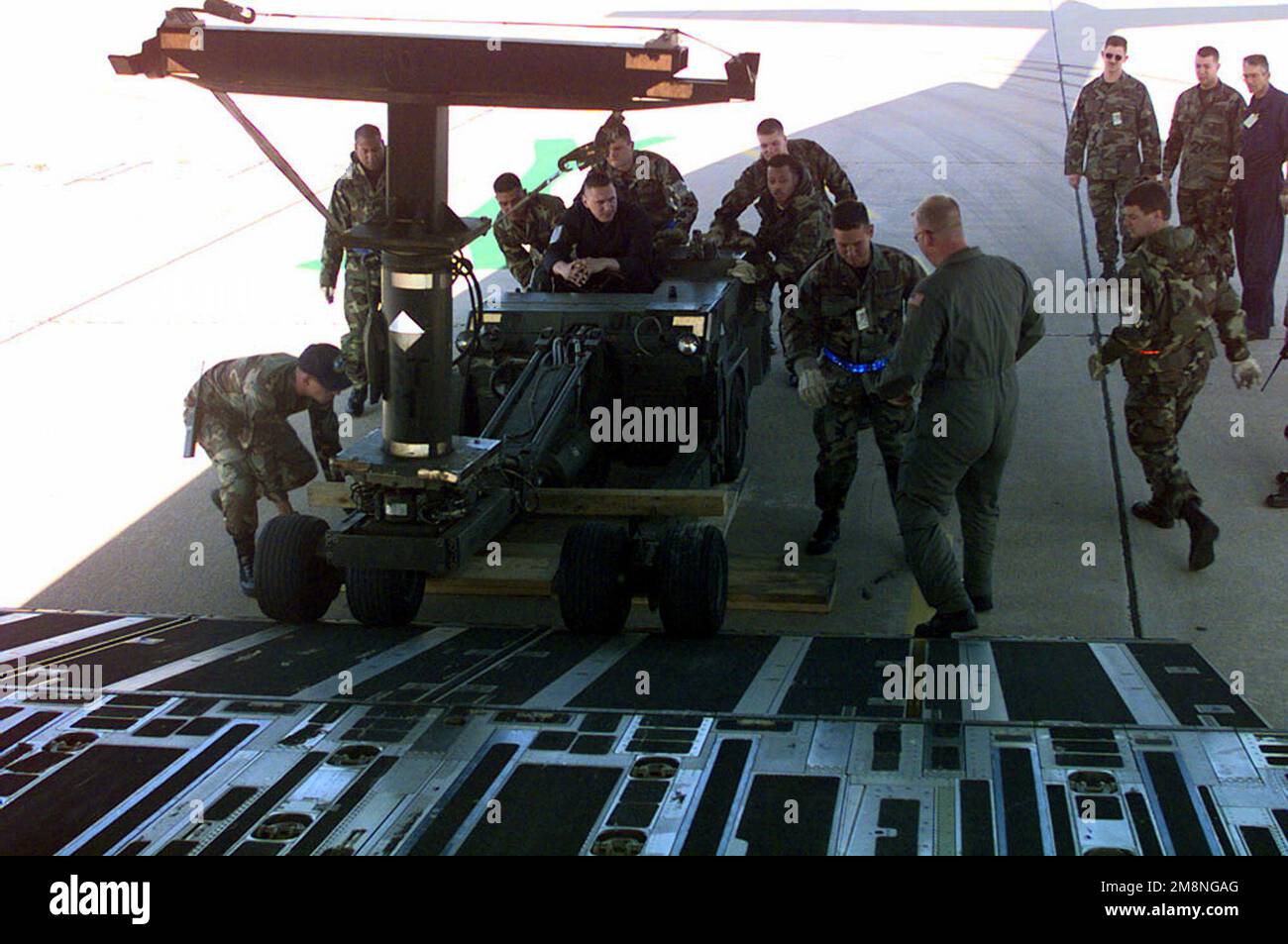 Shot from inside the cargo bay of a C-17 Globemaster III back down the ...