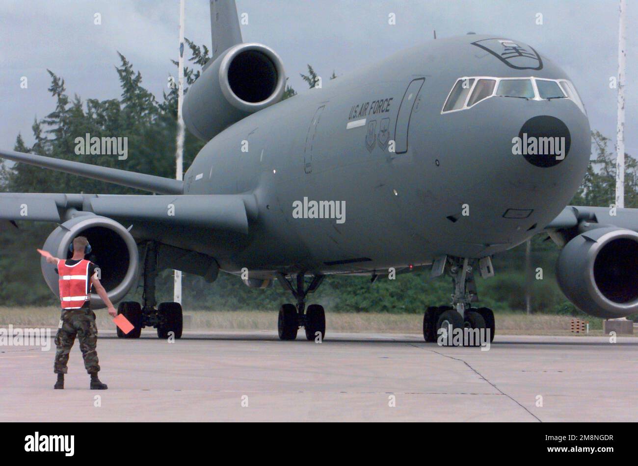 A KC-10 Extender aircraft from McGuire Air Force Base, New Jersey, taxi ...