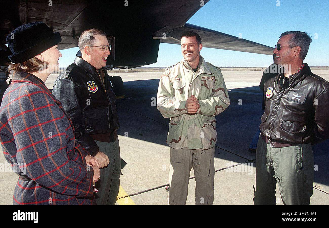 U.S. Air Force BGEN Michael Mcmahan (2nd from left) of the 7th Bomb ...