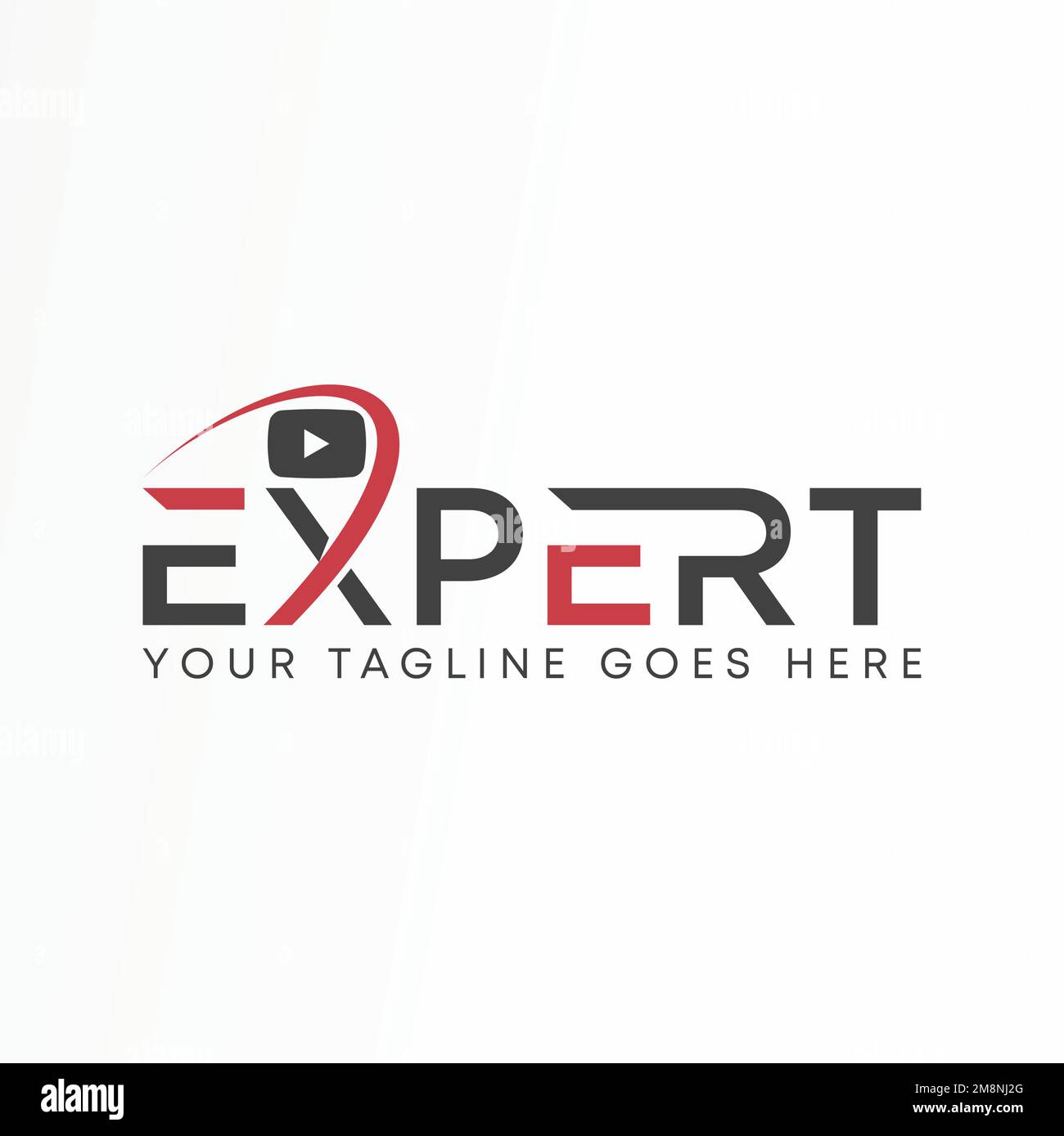 letter or word EXPERT sans sarif font with swoosh and video play idea ...