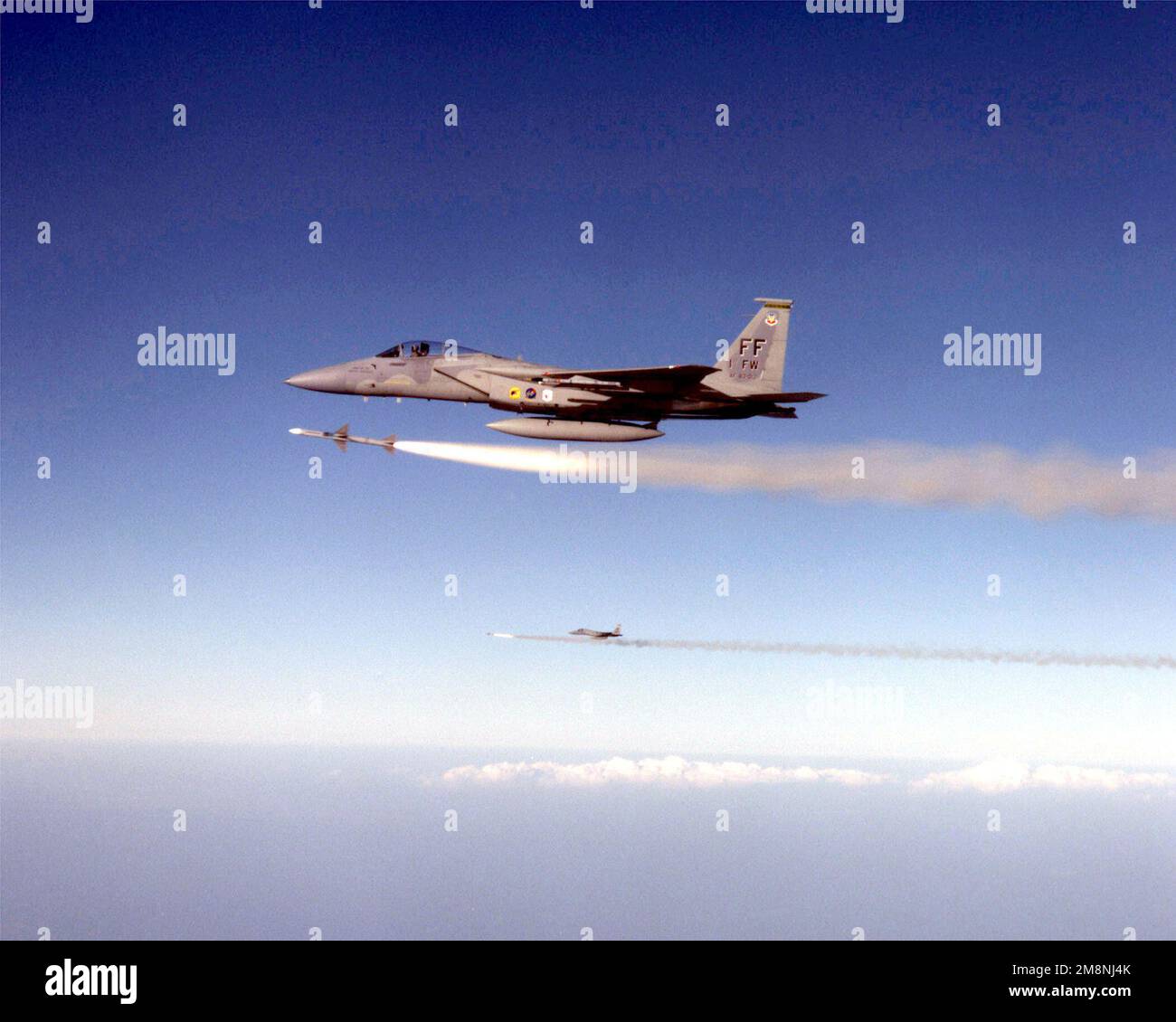 Medium long shot, left side view, (Extreme long shot, second aircraft ...