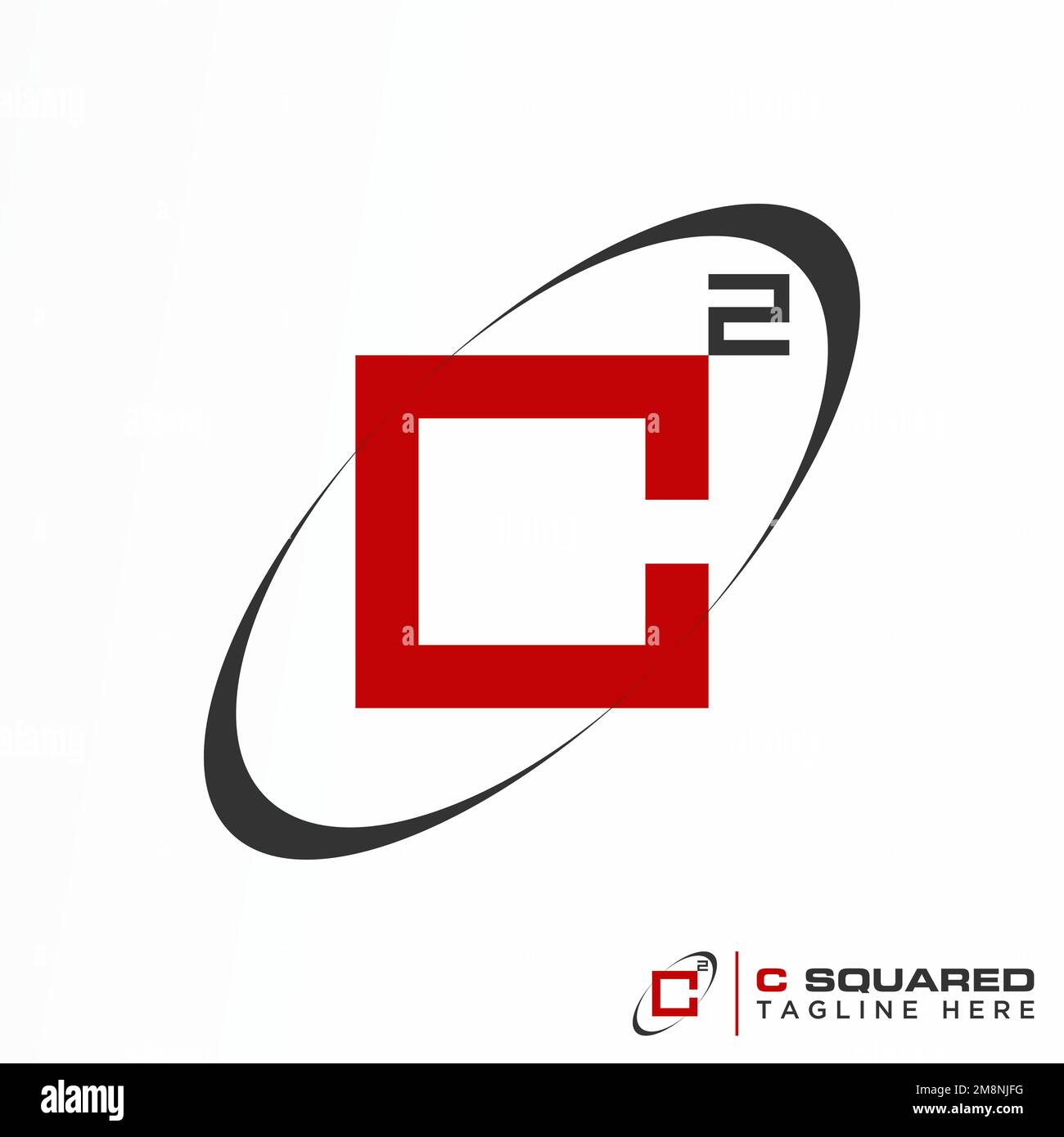 letter or word C squared font with ellipse image graphic icon logo design abstract concept ...