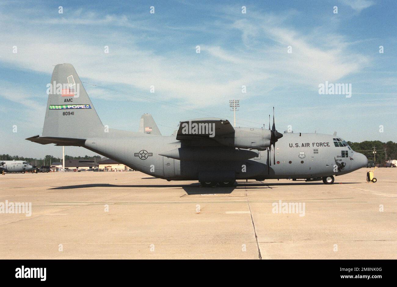 A 43rd Airlift Wing C-130E in full unit markings. The 43rd Fighting ...