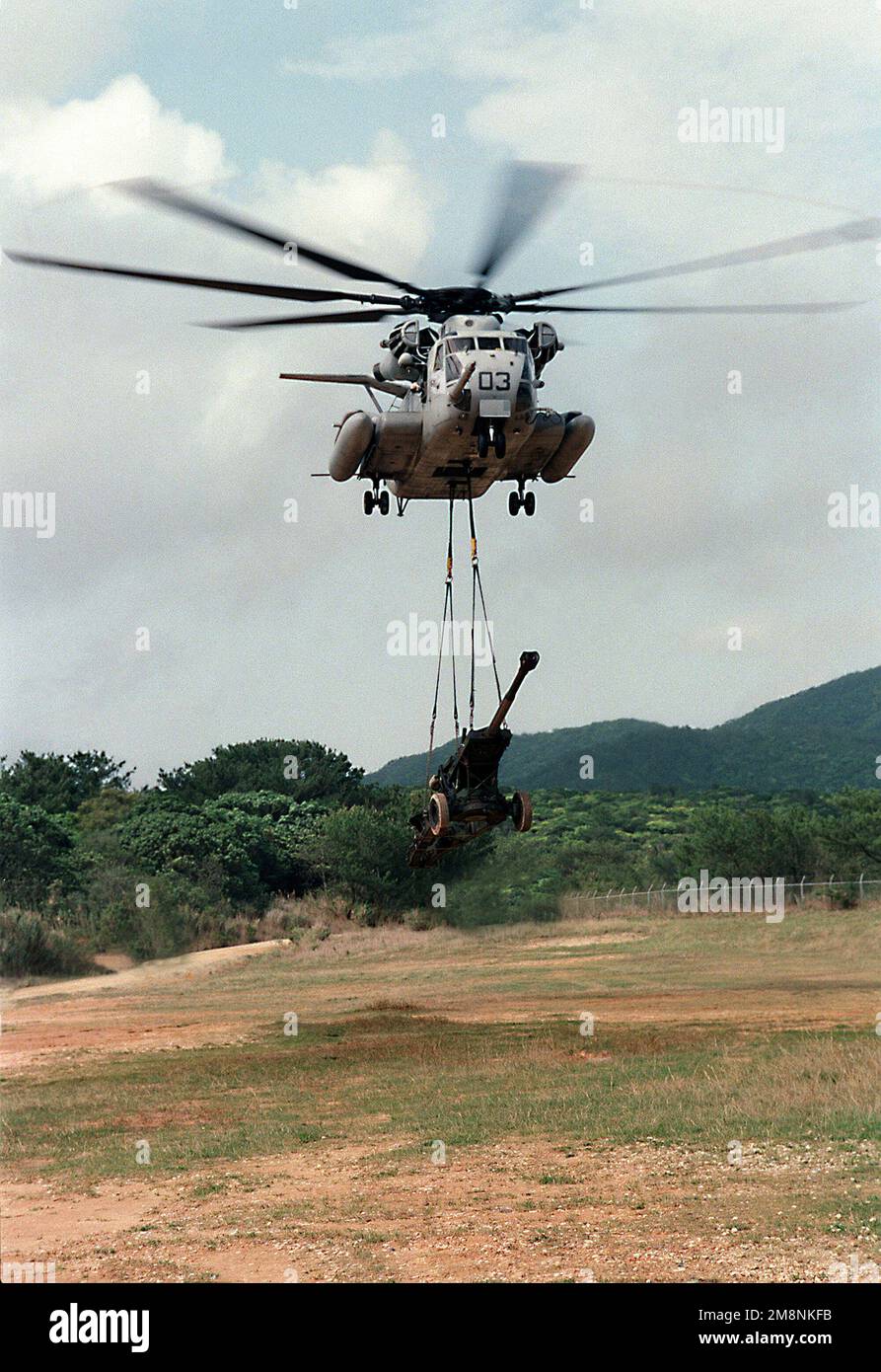 A HM-53E from the Heavy Marine Helicopter Squadron 361 (HMH-361), lifts ...
