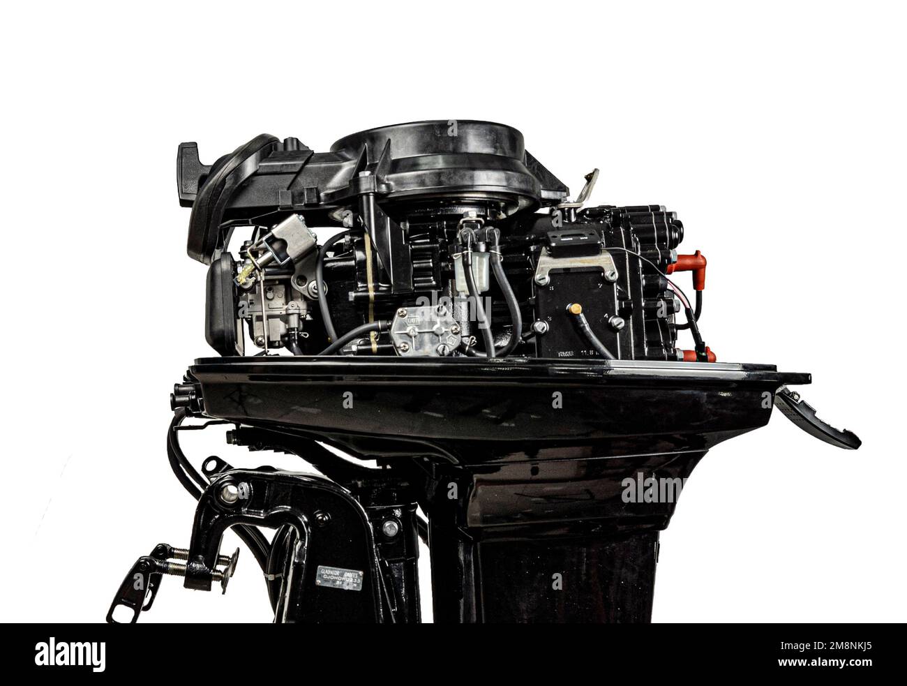 engine of motor boat. Isolated over white background Stock Photo - Alamy