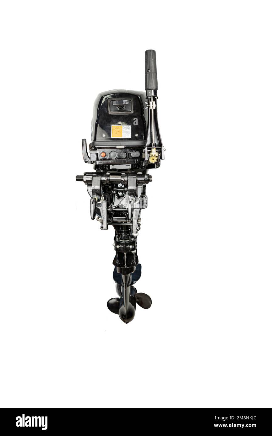 engine of motor boat. Isolated over white background Stock Photo - Alamy