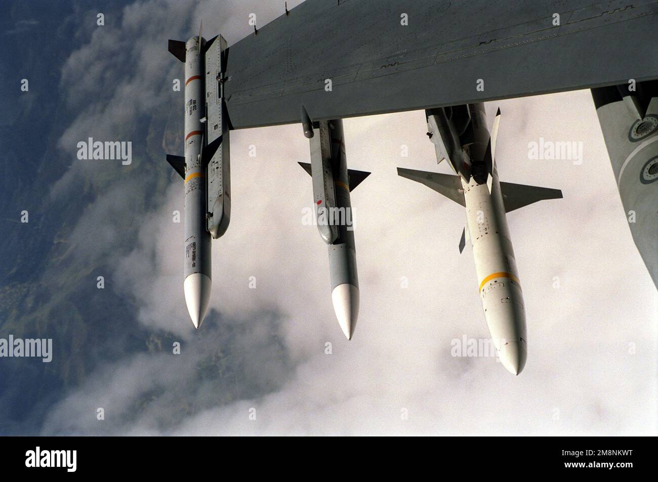 A detailed view of the weapons load of an F-16C Falcon from the 52nd ...