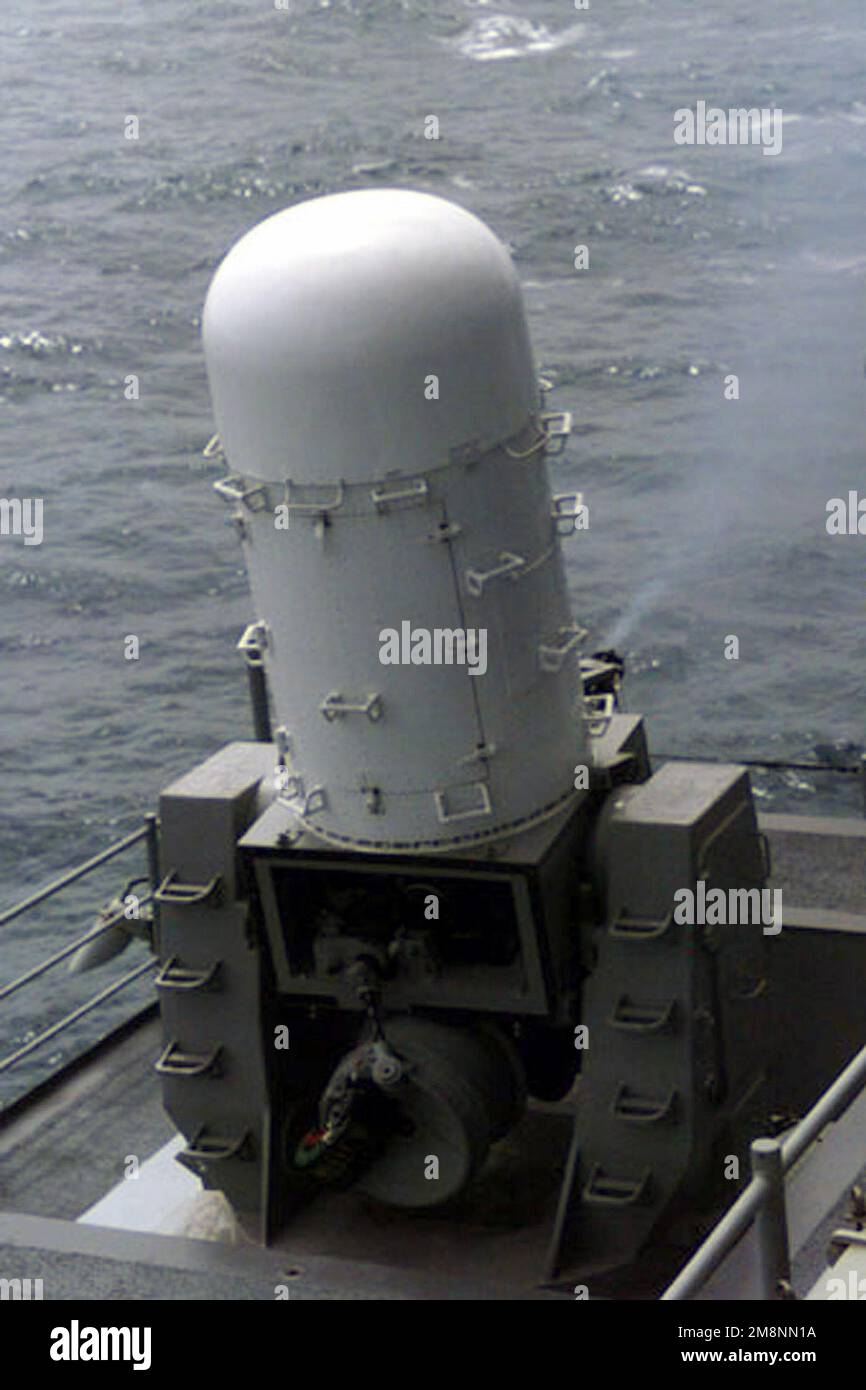 A 20mm 6-barrel Vulcan Phalanx Mk 15 ("Seawiz") is test fired off the ...