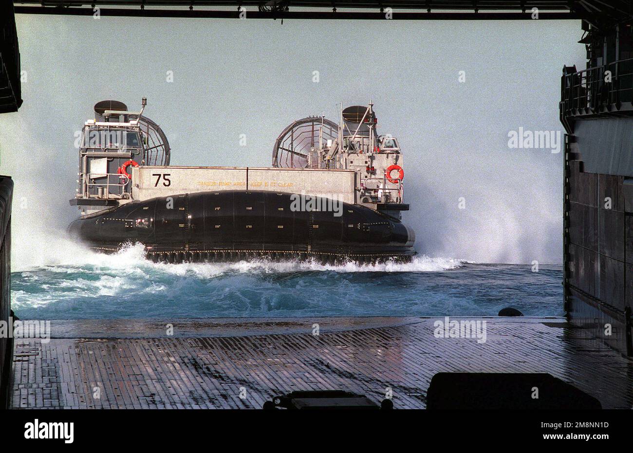A view out the back entrance of the Dock Landing Ship, USS PEARL HARBOR ...
