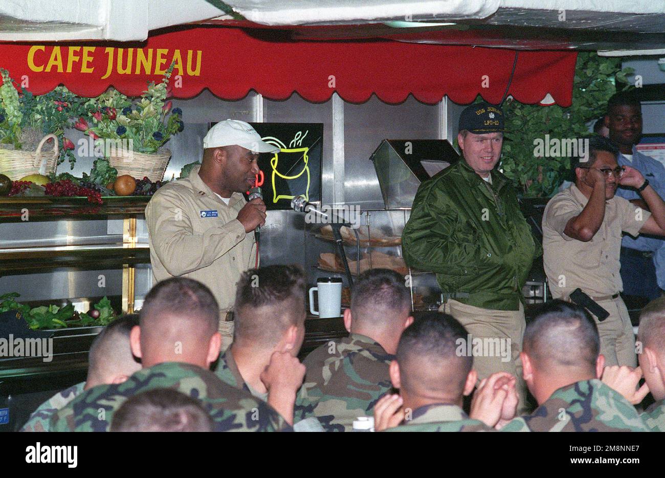 Sailors and Marines aboard the Austin Class, Amphibious Transport Dock ...