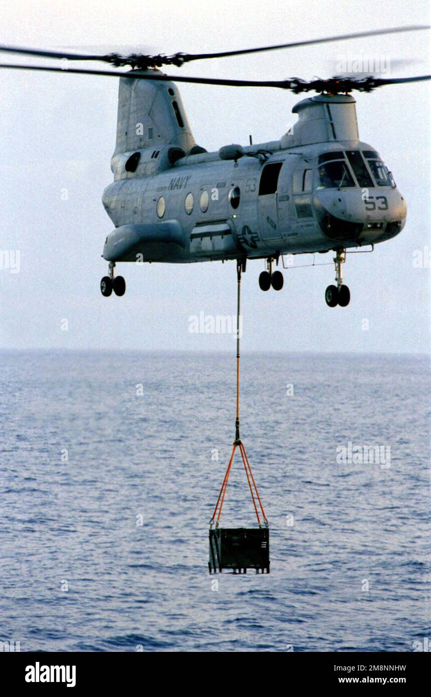 During an underway replenishment with the USS Arctic (AOE 8) (not shown ...