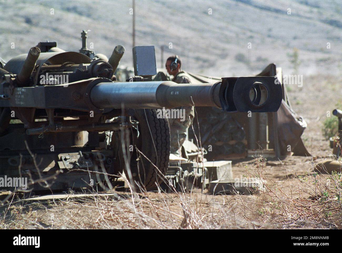 A M198 155mm Towed Howitzer from Bravo Battery, 1ST Battalion, 12th ...
