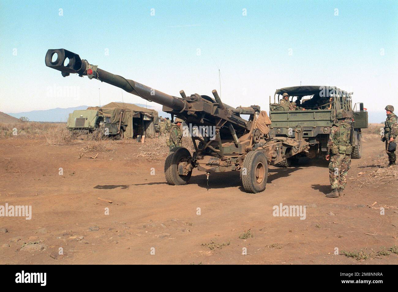 A M198 155mm Medium Towed Howitzer from Bravo Battery, 1ST Battalion ...