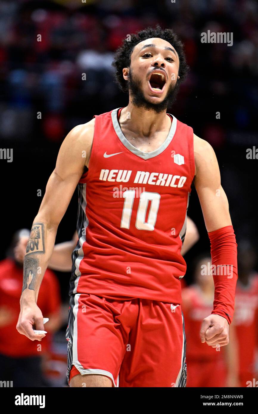 New Mexico guard Jaelen House celebrates during the second half of the ...