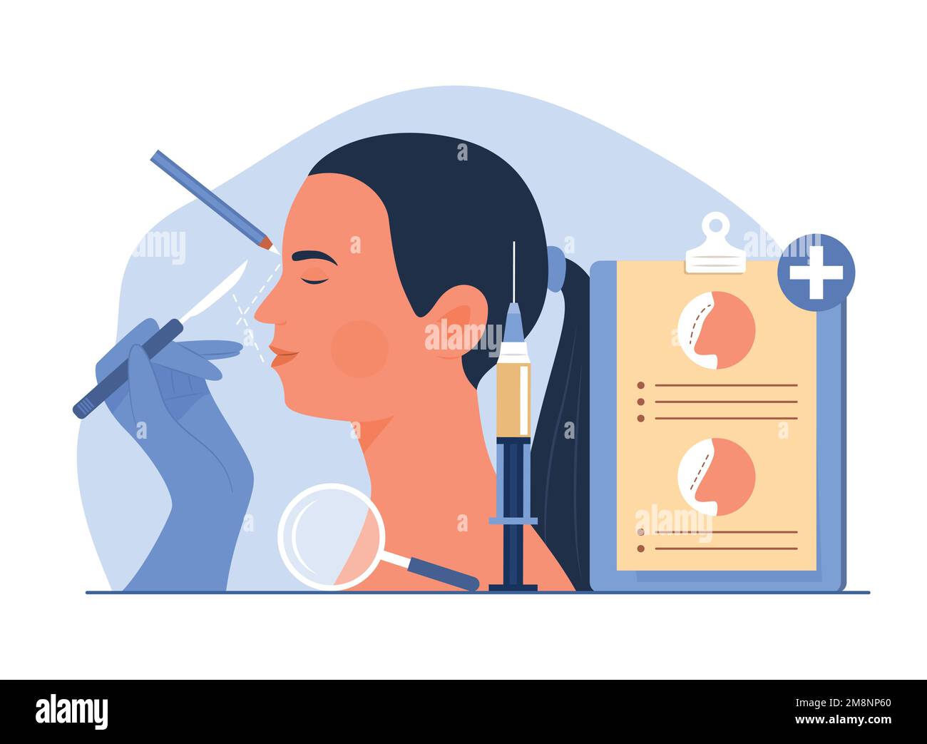 Woman Doing Rhinoplasty Surgery Concept Illustration Stock Vector Image ...