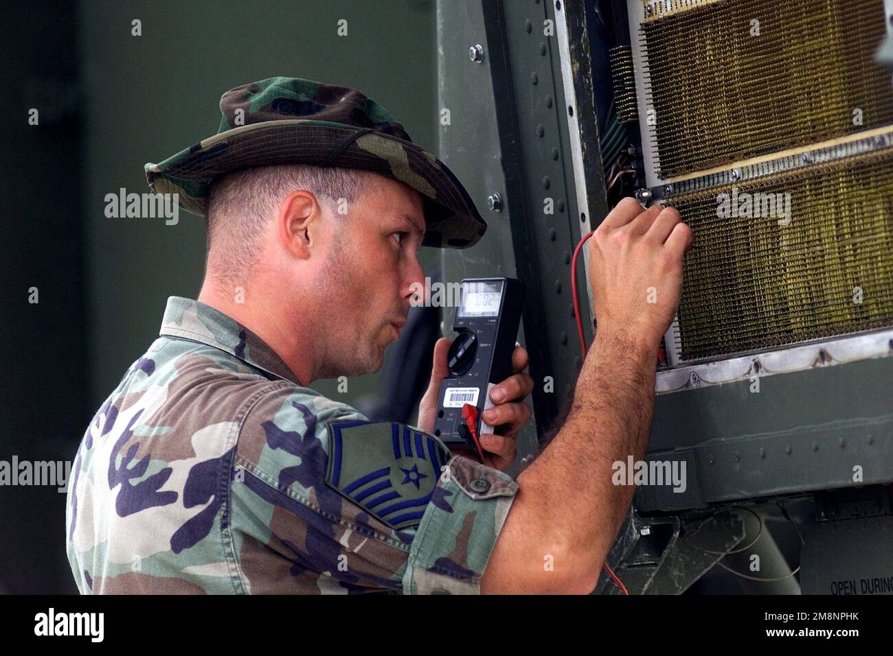 Right side profile, medium close-up of US Air Force MASTER Sergeant ...