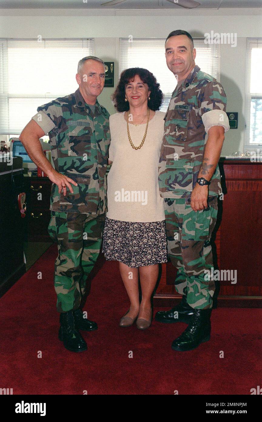 Seargent Major of the Marine Corps, Harold G. Lee, stops for a photo ...