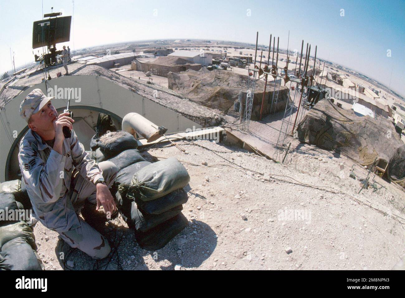 Viewed from atop a bunker at Ali Al Salem Air Base, nicknamed the "Rock ...