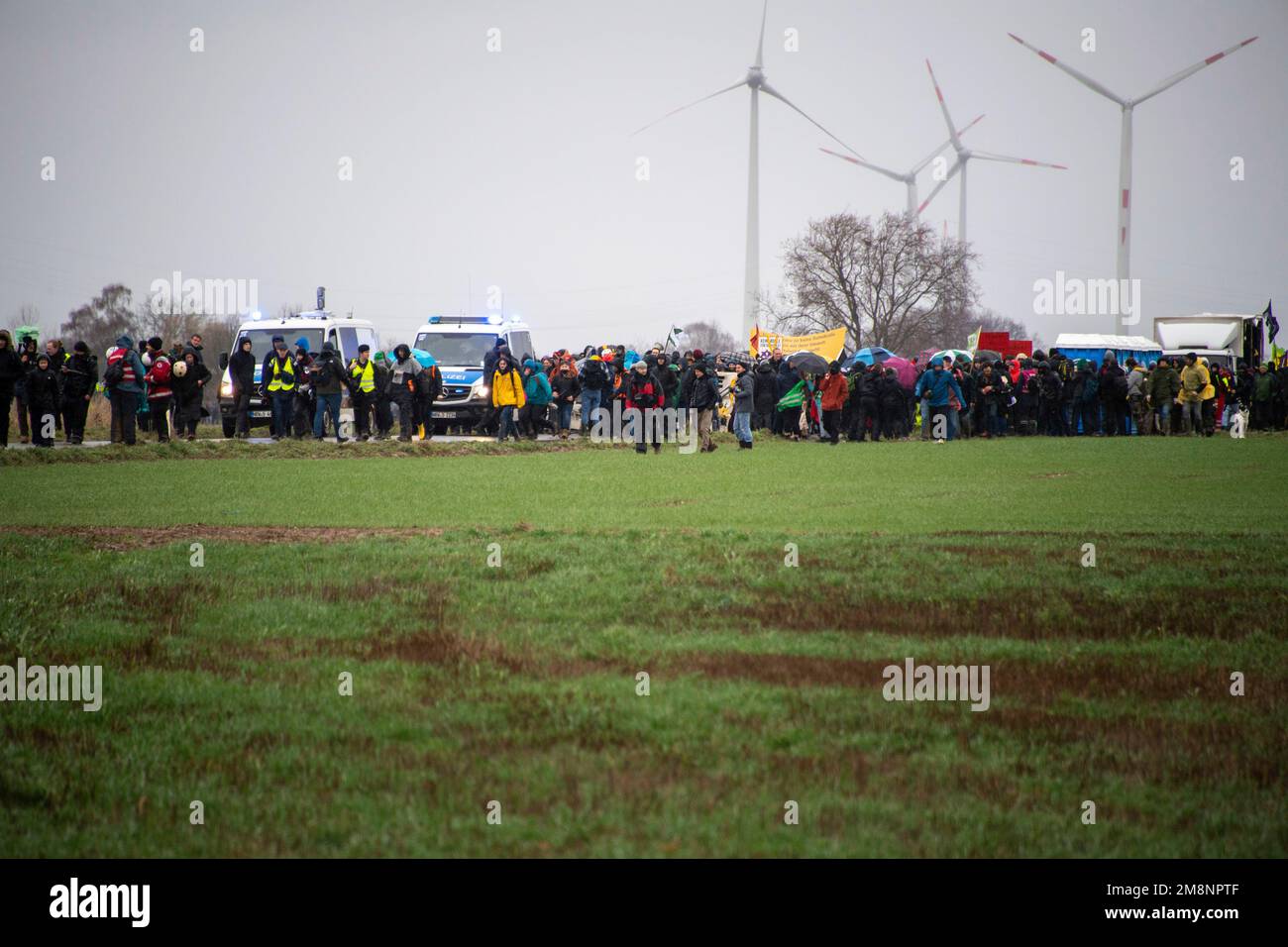 Luetzerath, Deutschland. 14th Jan, 2023. Demo train comes to the rally ...