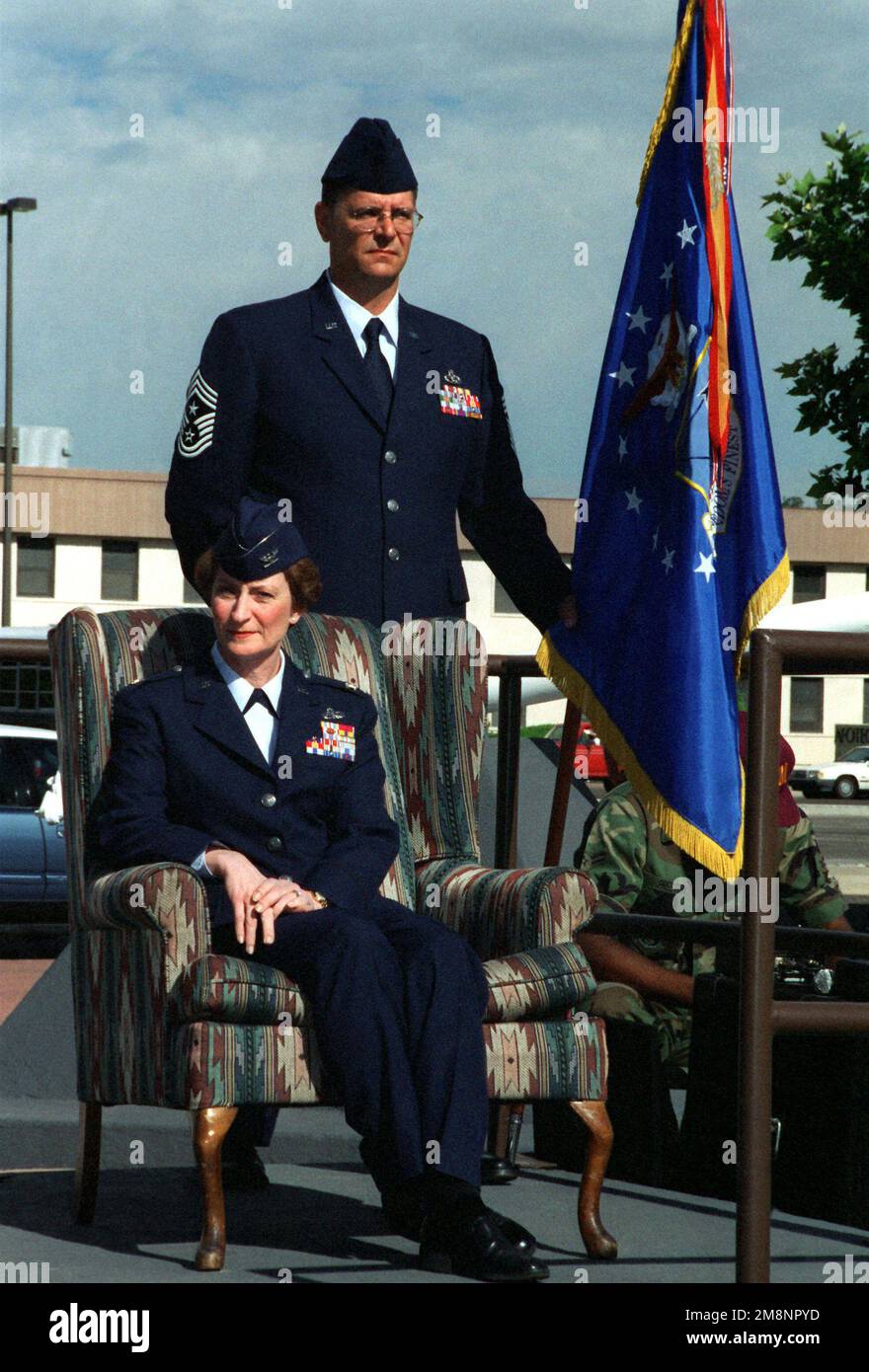 Command CHIEF MASTER Sergeant Edward Olesnevich stands behind USAF ...