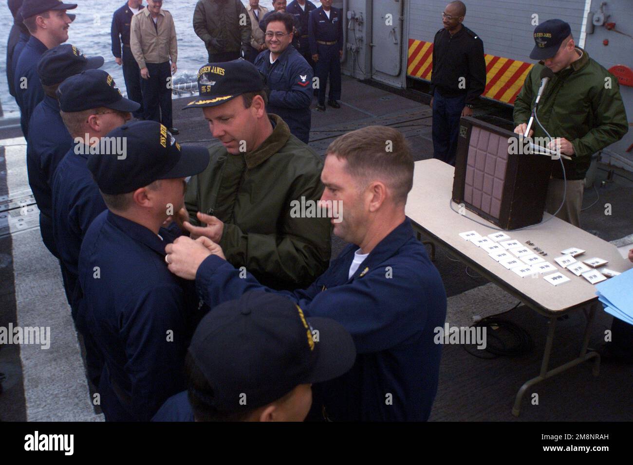US Navy Commander Steven L. Richter, Commanding Officer of USS REUBEN ...