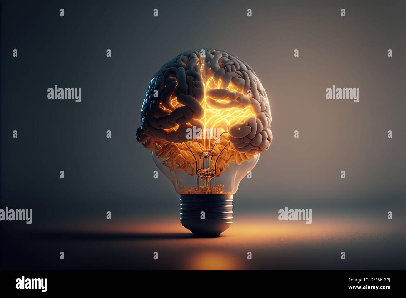 Creative Idea Illustration with Light Bulb, Brain, and Electric Sparks ...