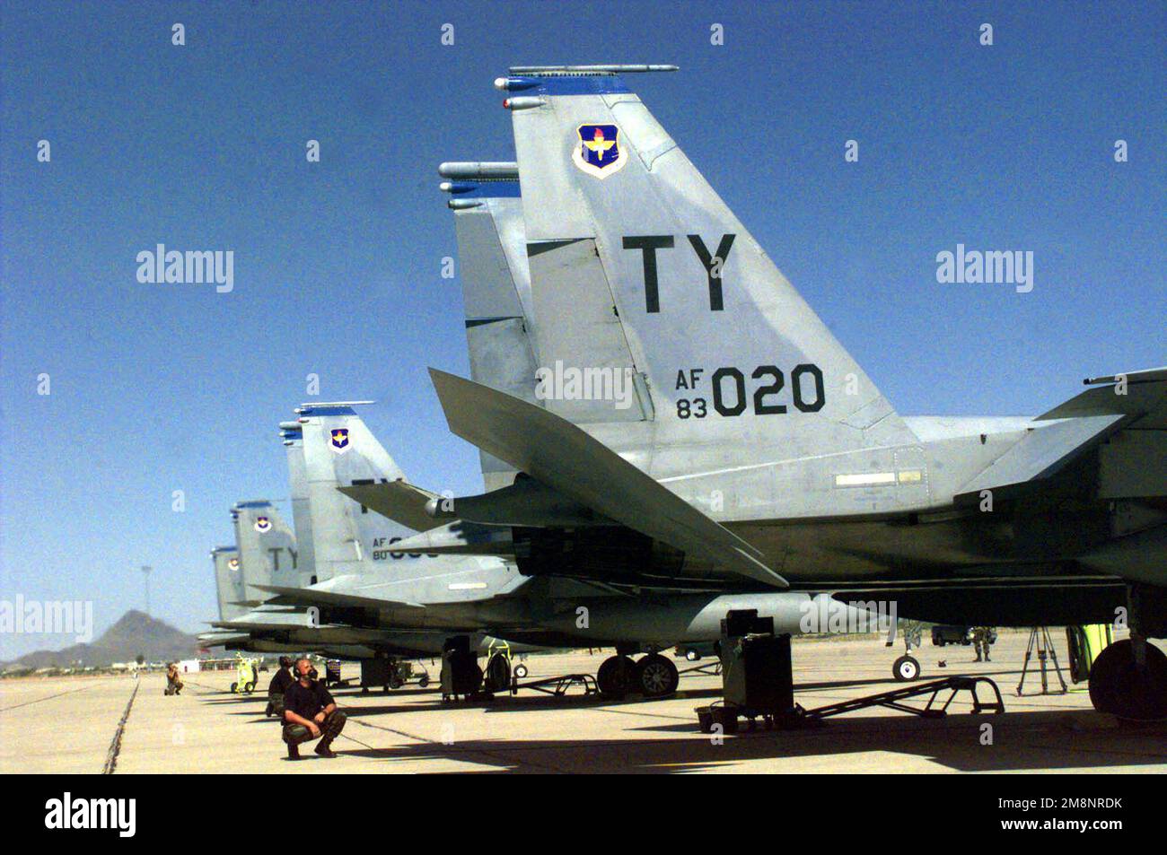 U.S. Air Force F-15 crewchiefs from the 95th Fighter Squadron, Tyndall ...