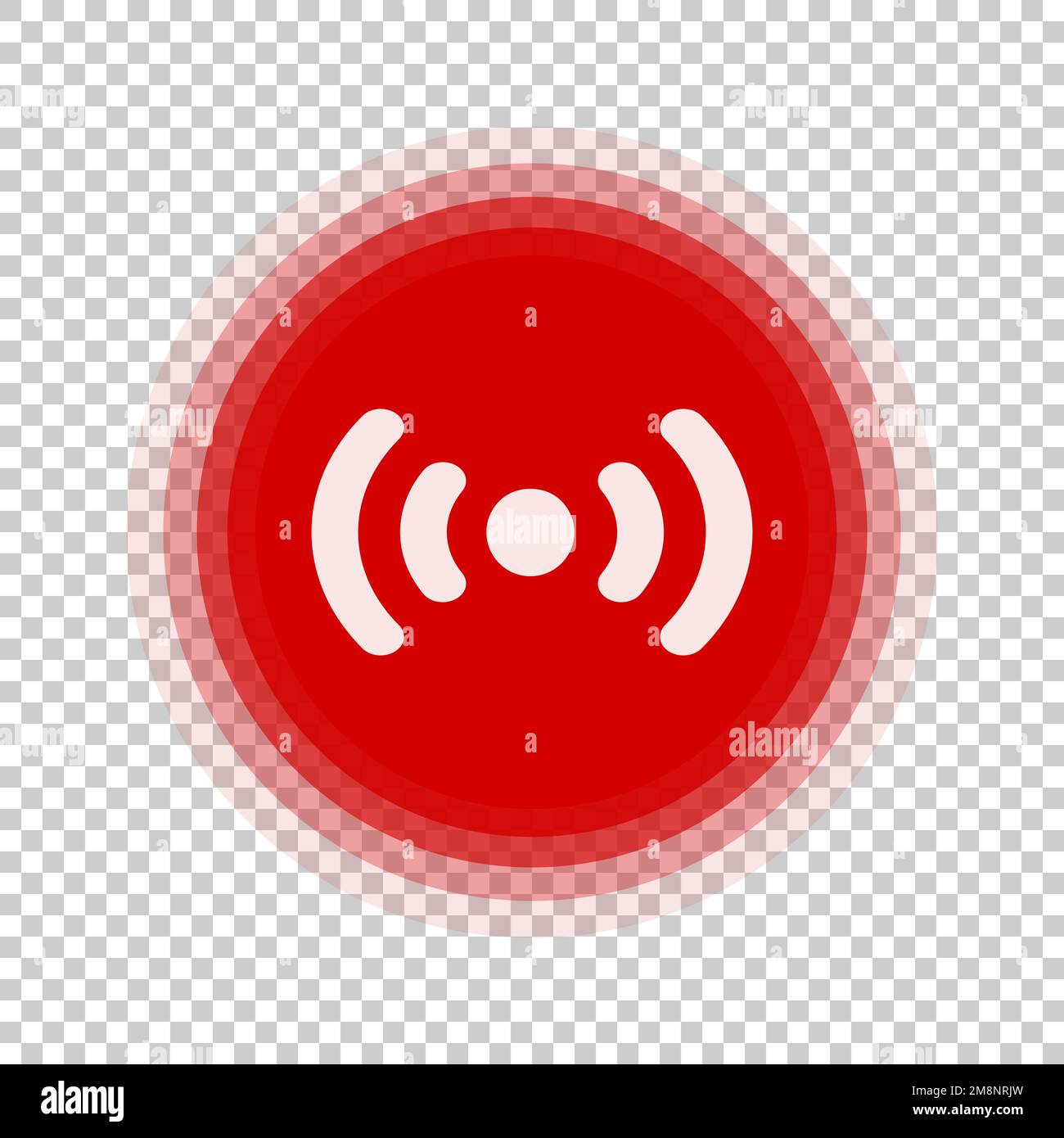 Live streaming icon emitting red waves isolated on transparent ...