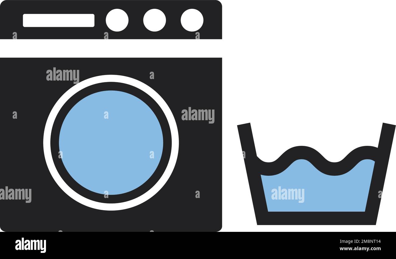 Washing machine and tub of water. Editable vector Stock Vector Image ...