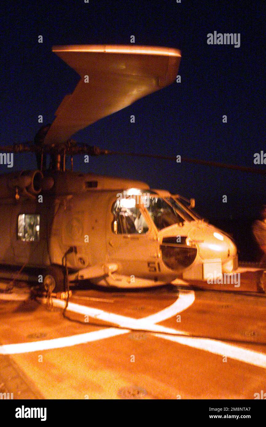 An SH-60B Seahawk helicopter from Helicopter Antisubmarine Squadron ...