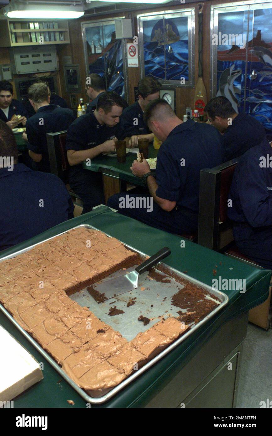 A typical lunch time setting in the galley aboard the fast attack ...