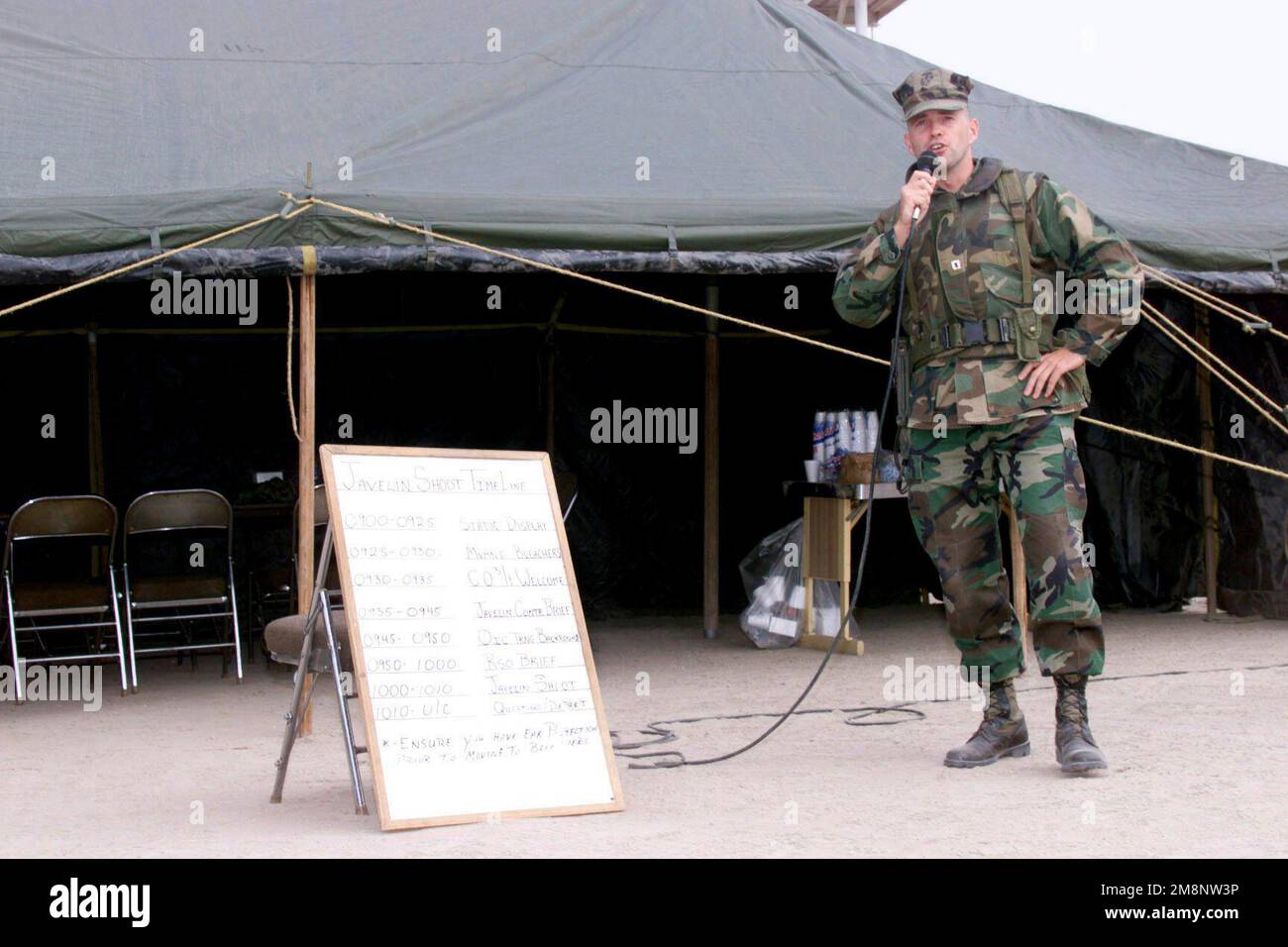 Straight on medium shot of US Marine Captain Stuart Lockhart, Company ...
