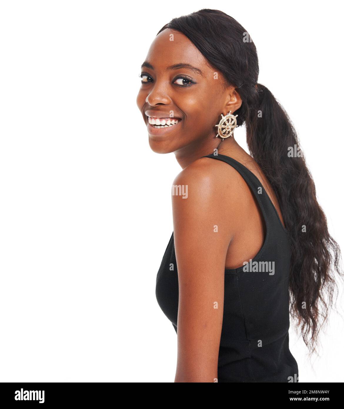 A good laugh lifts up my mood. Sweet young woman laughing while smiling ...